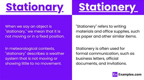 Stationary Vs Stationery Meanings Difference Usage Examples