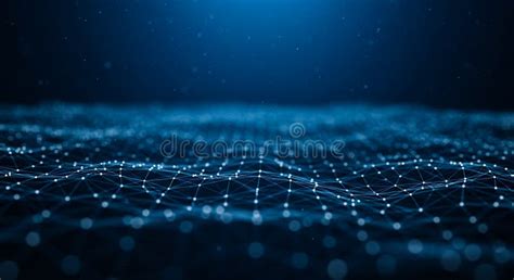 Abstract Network Connection With Dots And Lines Creates A Blue Digital