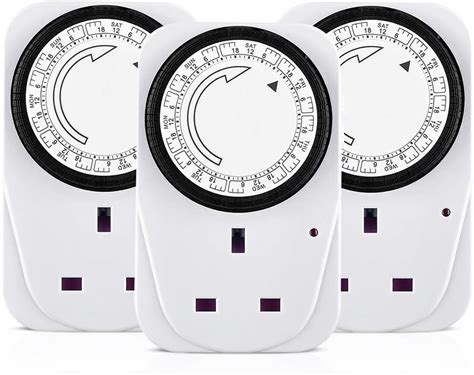 Timer Plug Socket Uk Pack Of 3 13a3200w 24 Hour Programmable