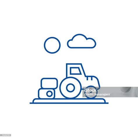 농장 수확 트랙터 라인 아이콘 개념입니다 농장 수확 트랙터 평면 벡터 기호 기호 개요 그림 곡초류에 대한 스톡 벡터 아트 및 기타 이미지 Istock