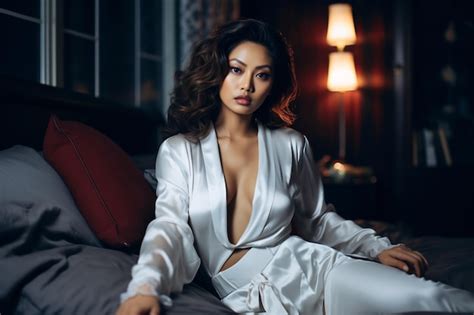 Premium Photo Beautiful Asian Girl Wearing Night Dress In Cozy Bedroom