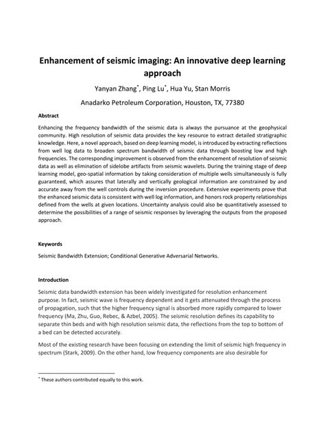 PDF Enhancement Of Seismic Imaging An Innovative Deep Learning Approach