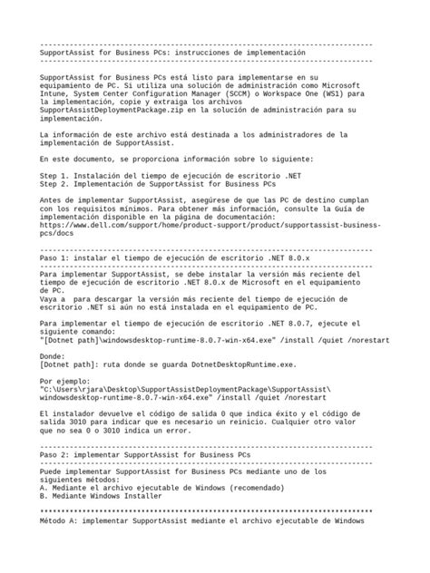 Support Assist Deployment Instructions Pdf Software Del Sistema Software