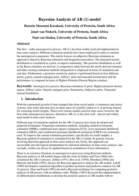 Pdf Bayesian Analysis Of Ar 1 Model