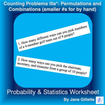 Counting Problems IIIa Permutations And Combinations Smaller S For By Hand