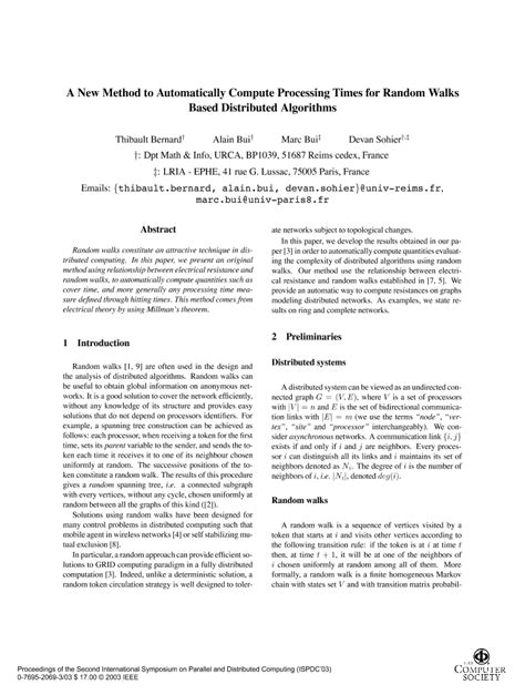 A New Method To Automatically Compute Processing Times For Random Walks Based Distributed