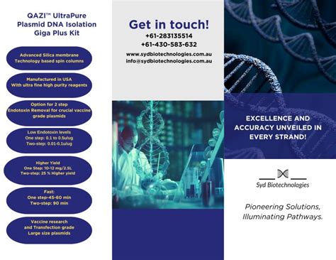 Qazi™ Ultrapure Plasmid Dna Isolation Giga Plus Kit Syd Biotechnologies Posted On The Topic