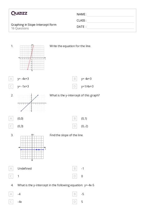 50 Slope Intercept Form Worksheets For 7th Grade On Quizizz