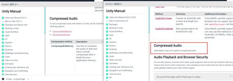 About Unity2021 Audio Compression Supports Unity Engine Unity Discussions