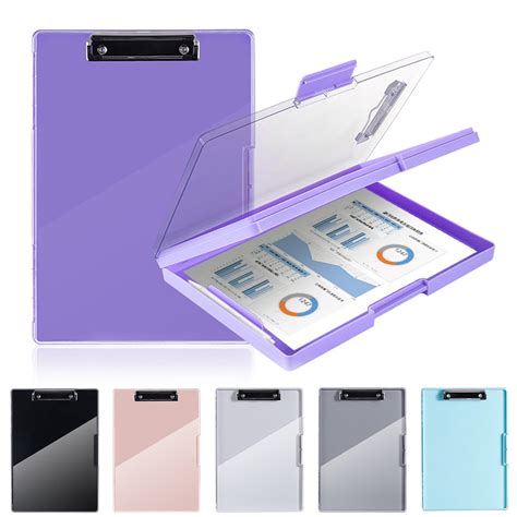 Office Clipboard Sturdy Double Layer With Side Opening Secure Clasps Holds 300 Sheets With Pen