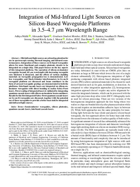 Pdf Integration Of Mid Infrared Light Sources On Silicon Based Waveguide Platforms In 3547