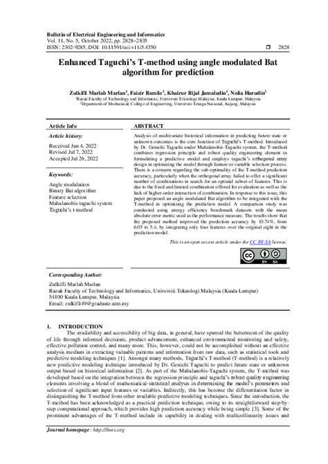 Pdf Enhanced Taguchis T Method Using Angle Modulated Bat Algorithm