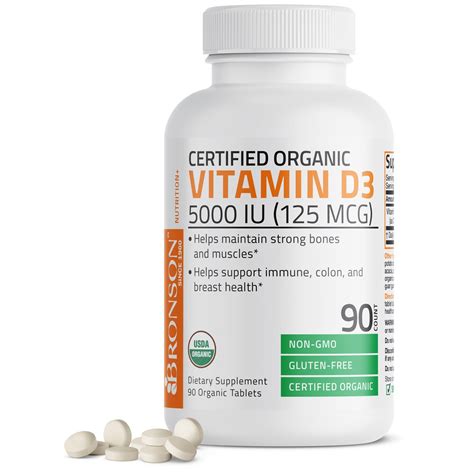 Bronson Vitamin D3 Usda Certified Organic 5 000 Iu 90 Tablets