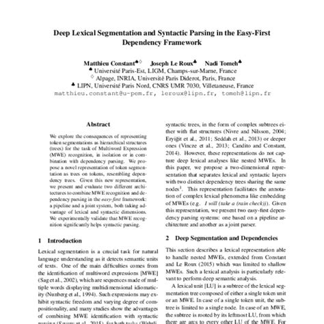 Deep Lexical Segmentation And Syntactic Parsing In The Easy First