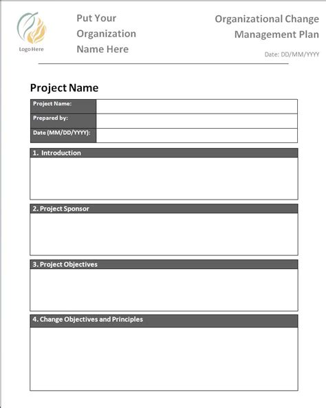 Free Change Management Plan Format Free Word Templates