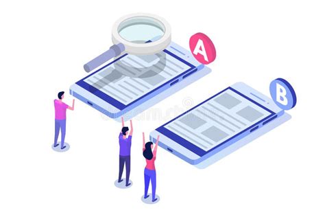 A B Comparison Split Testing Isometric Concept Stock Vector Illustration Of Concept Engineer