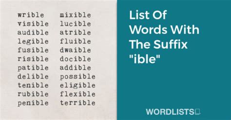 List Of Words With The Suffix Ible