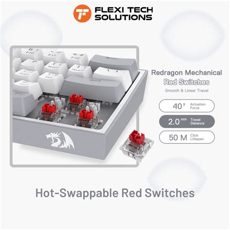 REDRAGON K617 Fizz 60% Compact RGB Wired Mechanical Keyboard RED ...