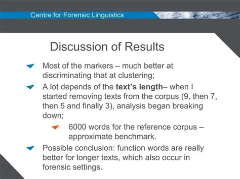 Authorship Analysis Using Function Words Forensic Linguistics Ppt