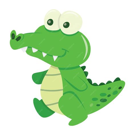Dibujos Animados Bebé Cocodrilo Vector Premium