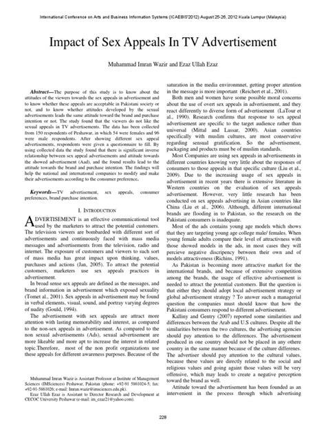 Impact Of Sex Appeals In Tv Advertisement Pdf Errors And Residuals Advertising