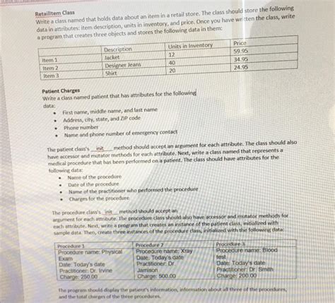 solved retailltem class write a class named that holds data