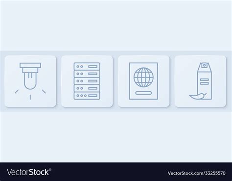 Set Line Motion Sensor Passport Server Data Vector Image