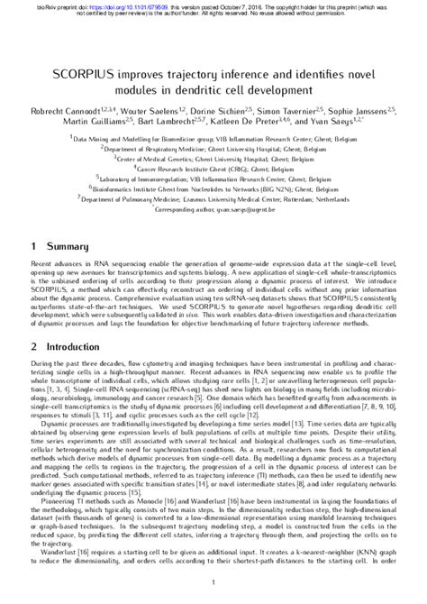 Pdf Scorpius Improves Trajectory Inference And Identifies Novel