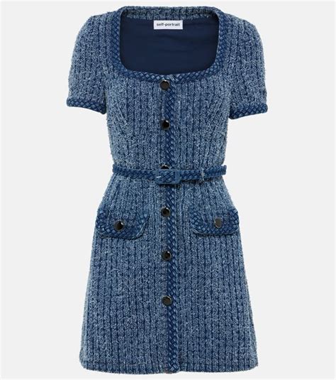 Denim Minidress In Blue Self Portrait Mytheresa Blue Cotton Mini