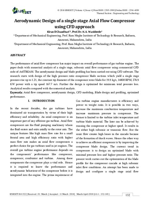 Pdf Aerodynamic Design Of A Single Stage Axial Flow Compressor Using Cfd Approach