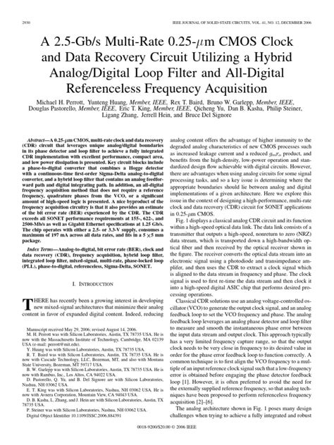A 25 Gb S Multi Rate 025 Mum Cmos Clock And Data Recovery Circuit Utilizing A Hybrid Analog
