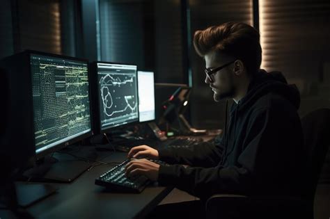 Premium Ai Image Programmer Working At Their Computer Surrounded By