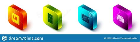 Set Isometric Ui Or Ux Design Sketchbook Album And Monitor Mobile Tablet Icon Vector Stock