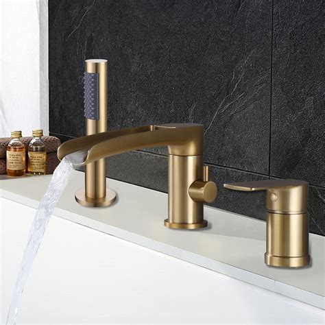 Inhouse Single Handle Deck Mounted Roman Tub Faucet With Hand Shower