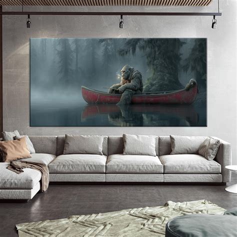 Sasquatch Canvas Wall Art Bigfoot Print Native American Style Decor