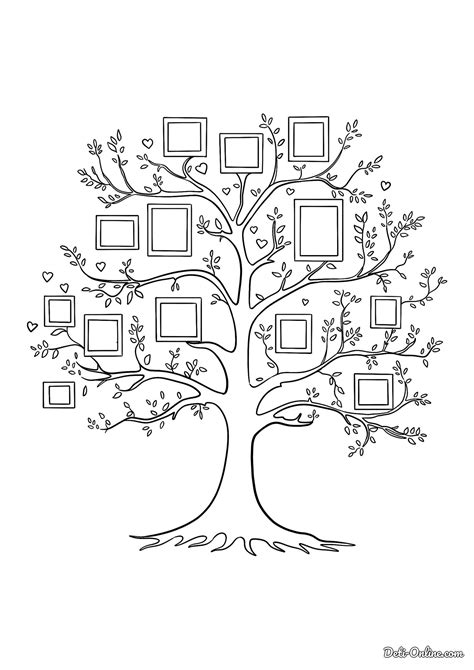 Раскраска Семейное дерево для заполнения распечатать раскраски для детей