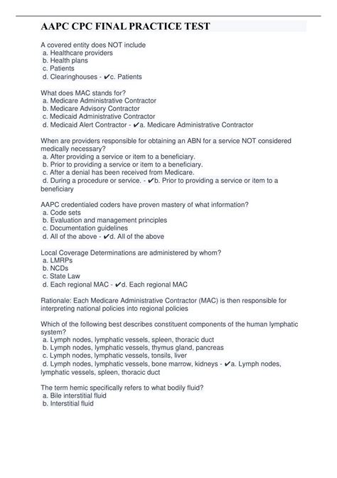 AAPC CPC FINAL PRACTICE TEST AAPC CPC Stuvia US