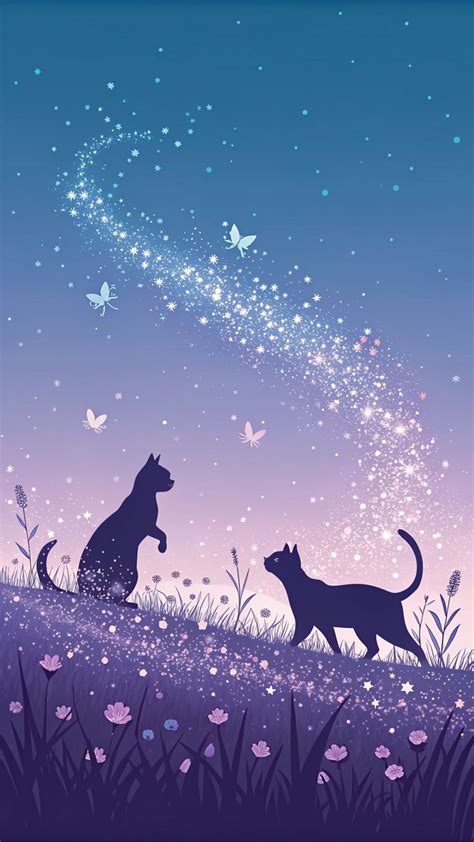 Stardust River Cat Aesthetic Phone Wallpaper Cat In A Meadow Cats