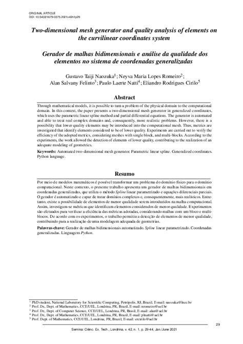 Pdf Two Dimensional Mesh Generator And Quality Analysis Of Elements On The Curvilinear