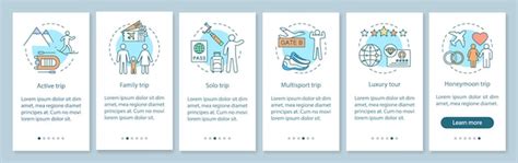 Premium Vector Travel Styles Onboarding Mobile App Page Screen With Linear Concepts Luxury
