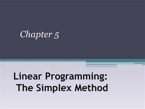 Ppt Linear Programming The Simplex Method Powerpoint Presentation
