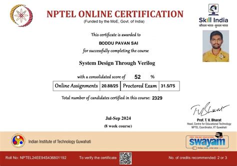 Boddu Sai Pavan On Linkedin Nptl Verilog Learningjourney Iitguwahati