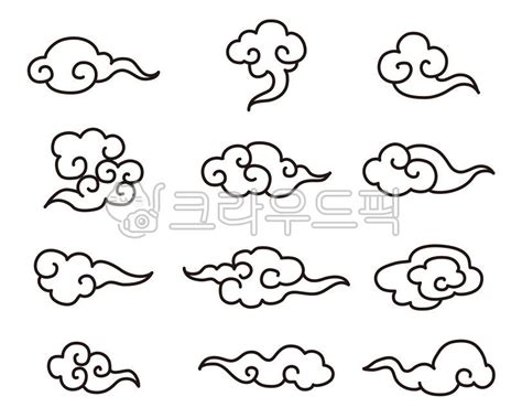 구름 전통문양 라인 선 낙서 사진이미지일러스트캘리그라피 이른아침작가