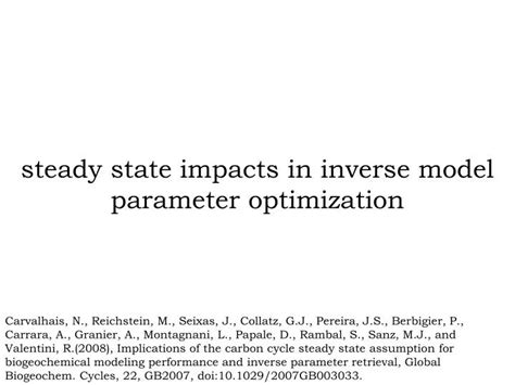 Ppt Steady State Impacts In Inverse Model Parameter Optimization