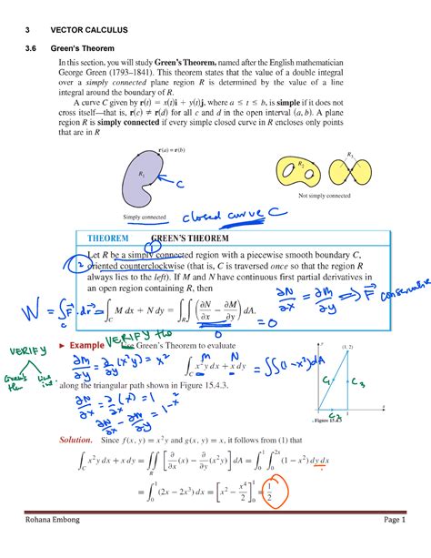 Greens Theorem Inclass EMD M C EMD M A Week Class VECTOR CALCULUS Greens Theorem