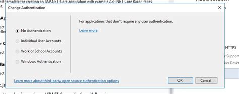 Cant Select Individual User Accounts When Creating A New Aspnet Core 21 Angular Project In