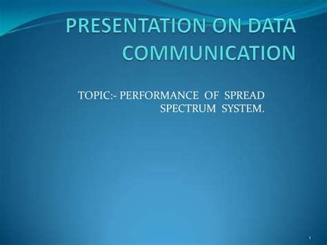 Performance Of Spread Spectrum System Pptx