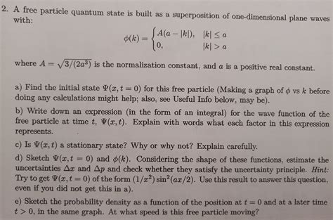 Solved A Free Particle Quantum State Is Built As A Chegg