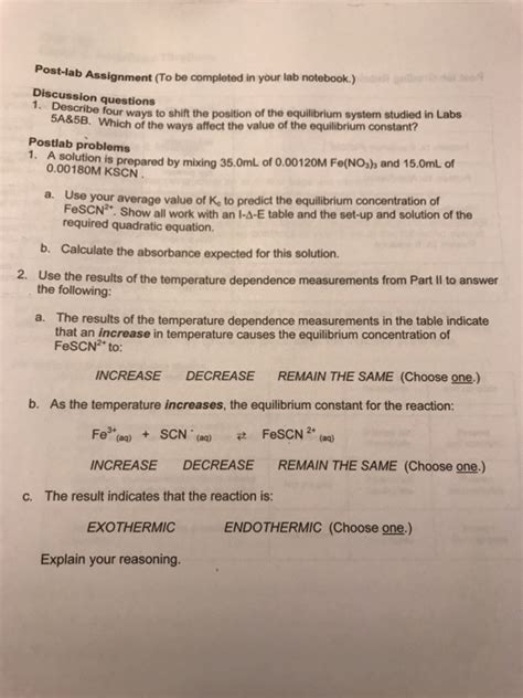 Solved Post Lab Assignment To Be Completed In Your Lab Chegg Com