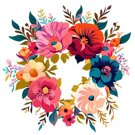 수채화 화려한 꽃 Boho 프레임 디자인 프리미엄 Ai 생성 벡터
